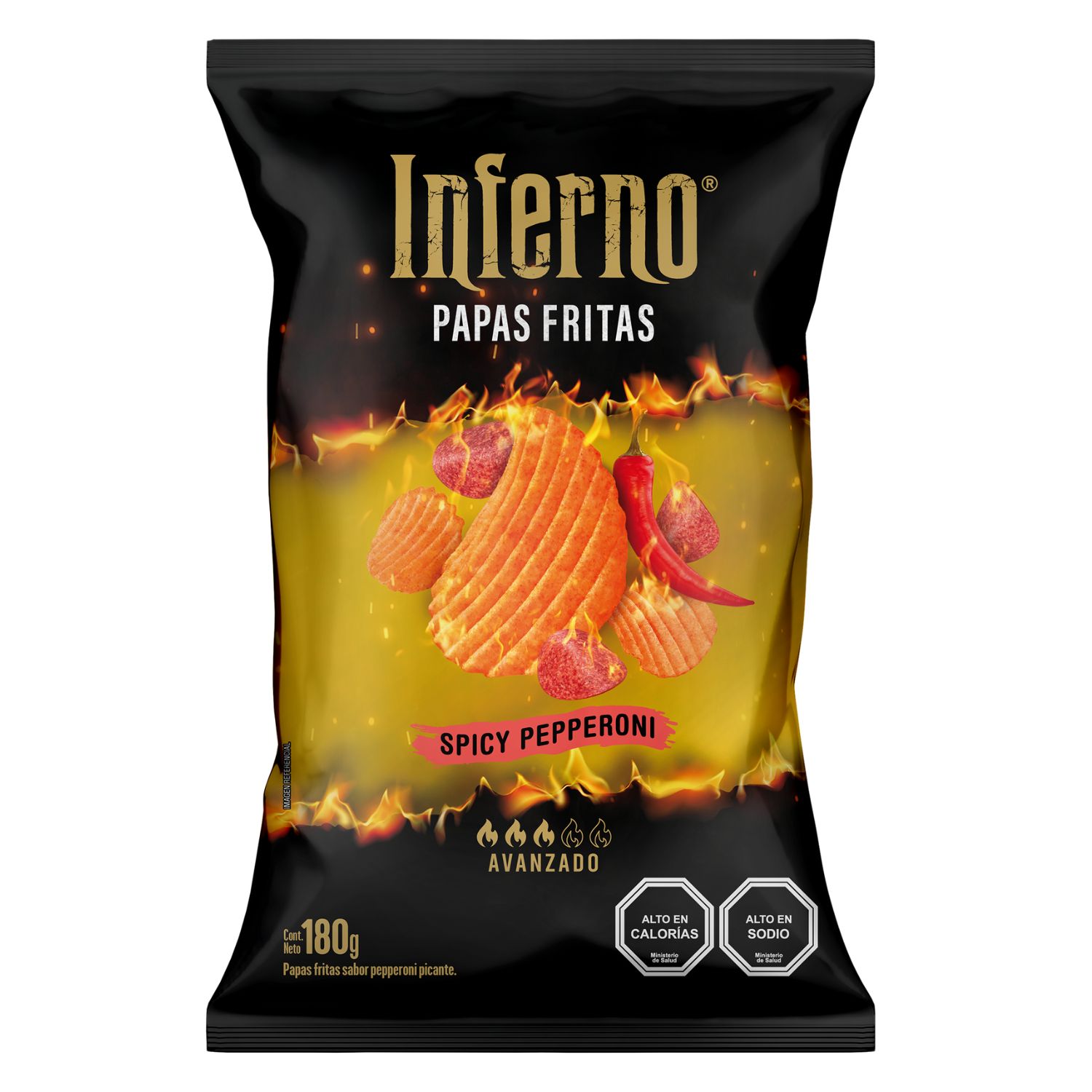 Papas Fritas Spicy Pepperoni Inferno 180 g - icbatucasa